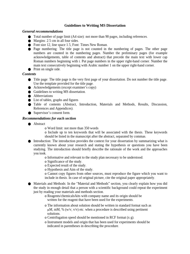 MS Dissertation Writing Guidelines | PDF | Thesis | Experiment