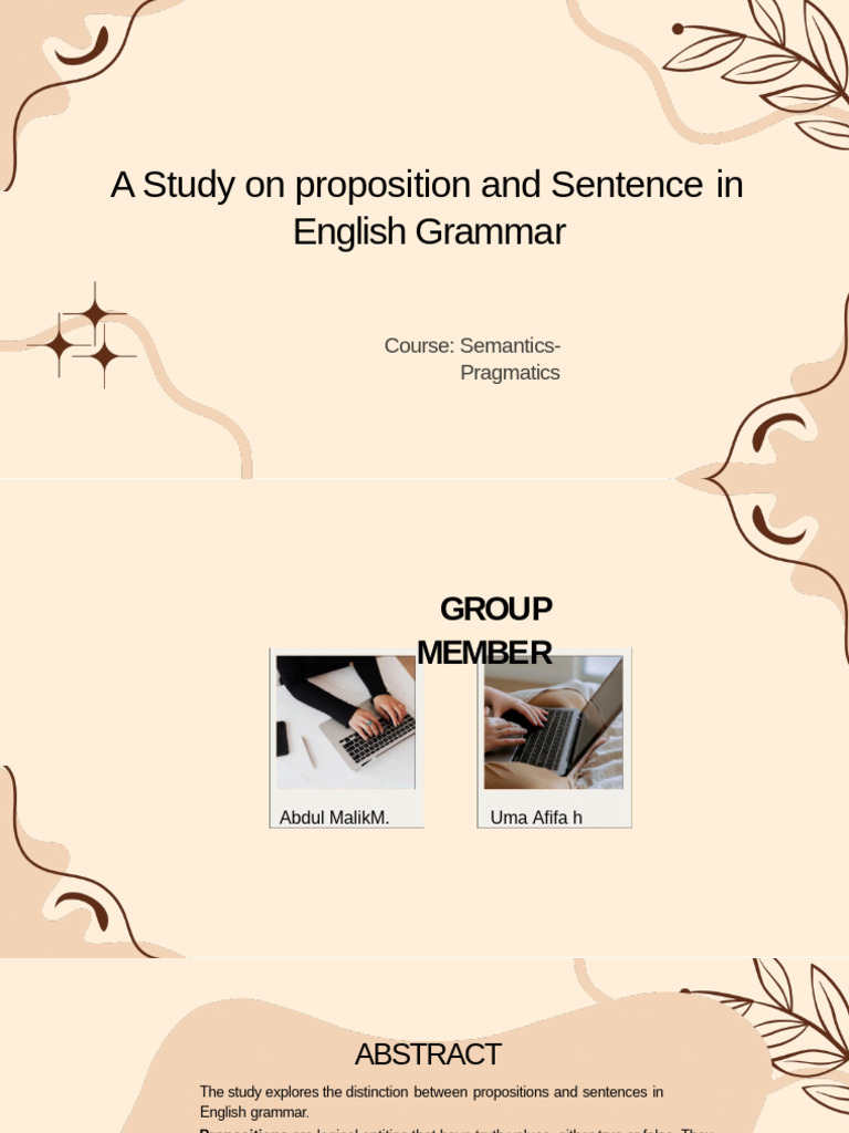 Propositions vs. Sentences in Grammar | PDF | Proposition | Logic