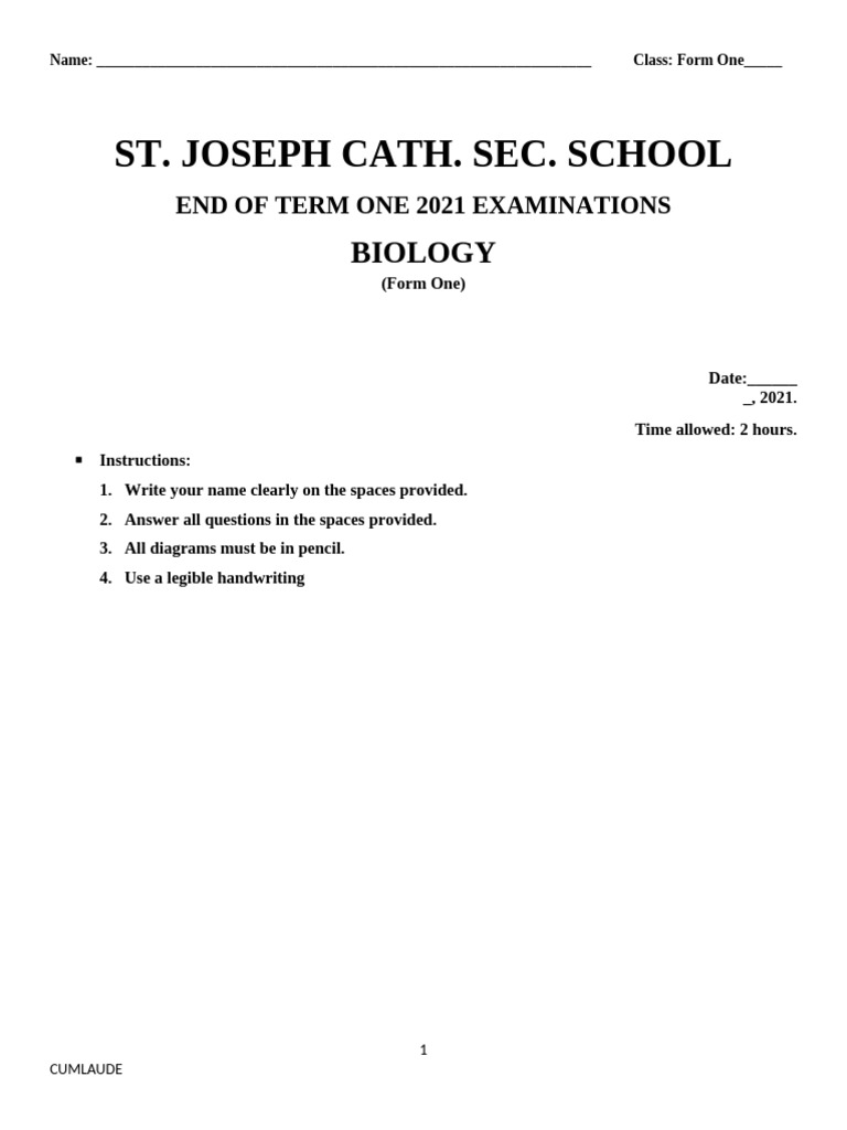 Biology f1 Term 2 2021 Jocas | PDF | Life | Biology