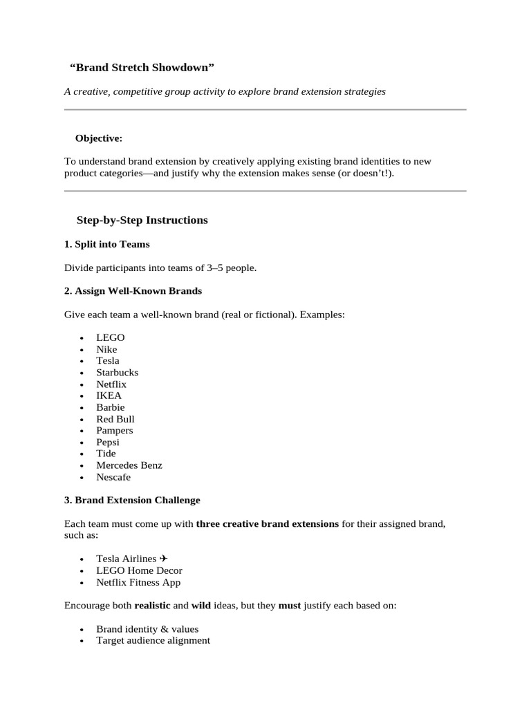 Activity On Brand Extension | PDF