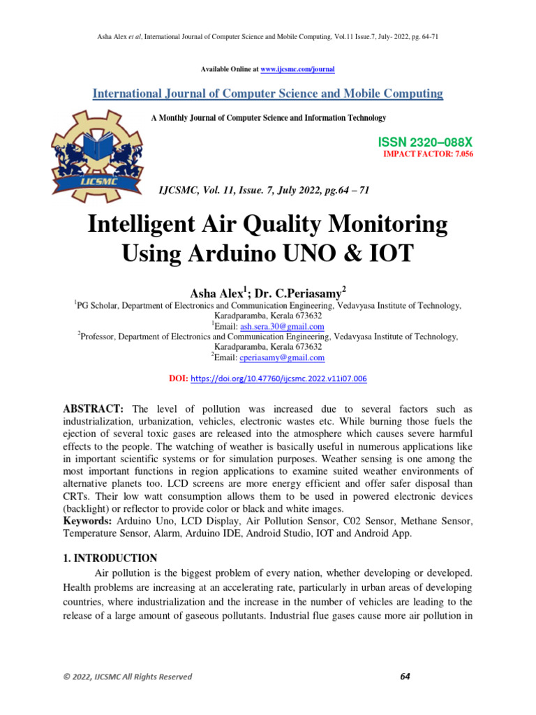 Intelligent Air Quality Monitoring Using | PDF | Rectifier | Direct Current