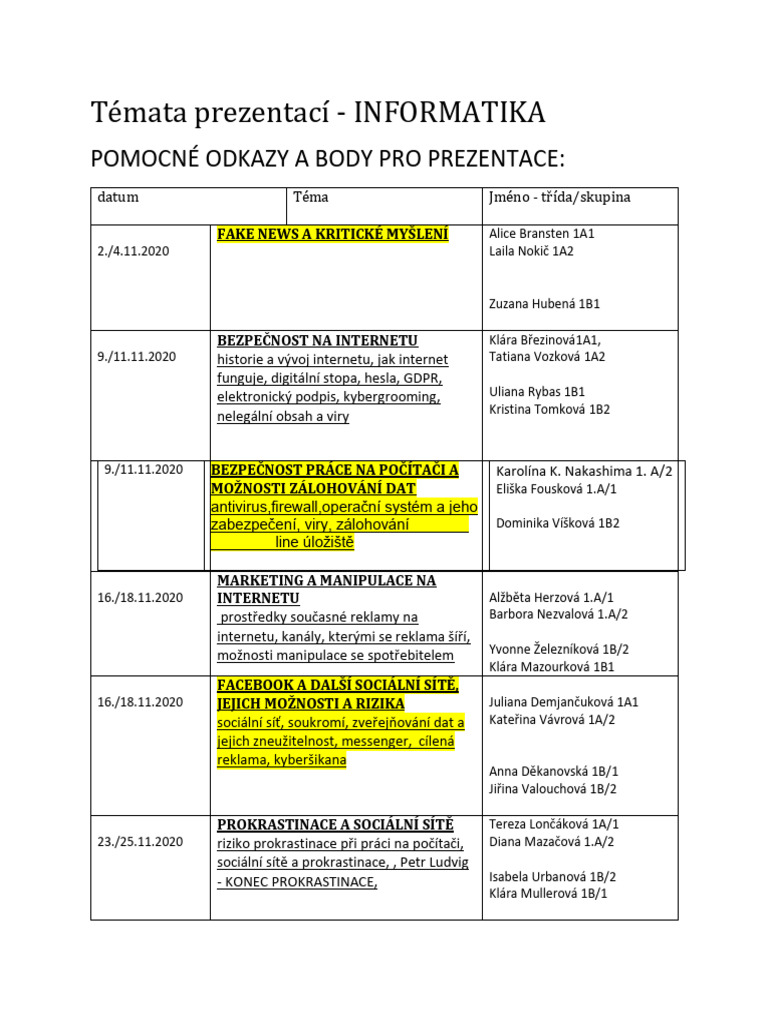 Prezentace Informatika2 | PDF