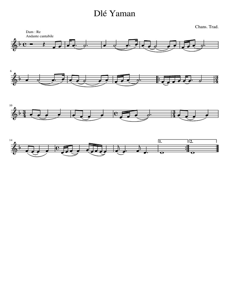 Dlé Yaman Duduk Sheet Music | PDF