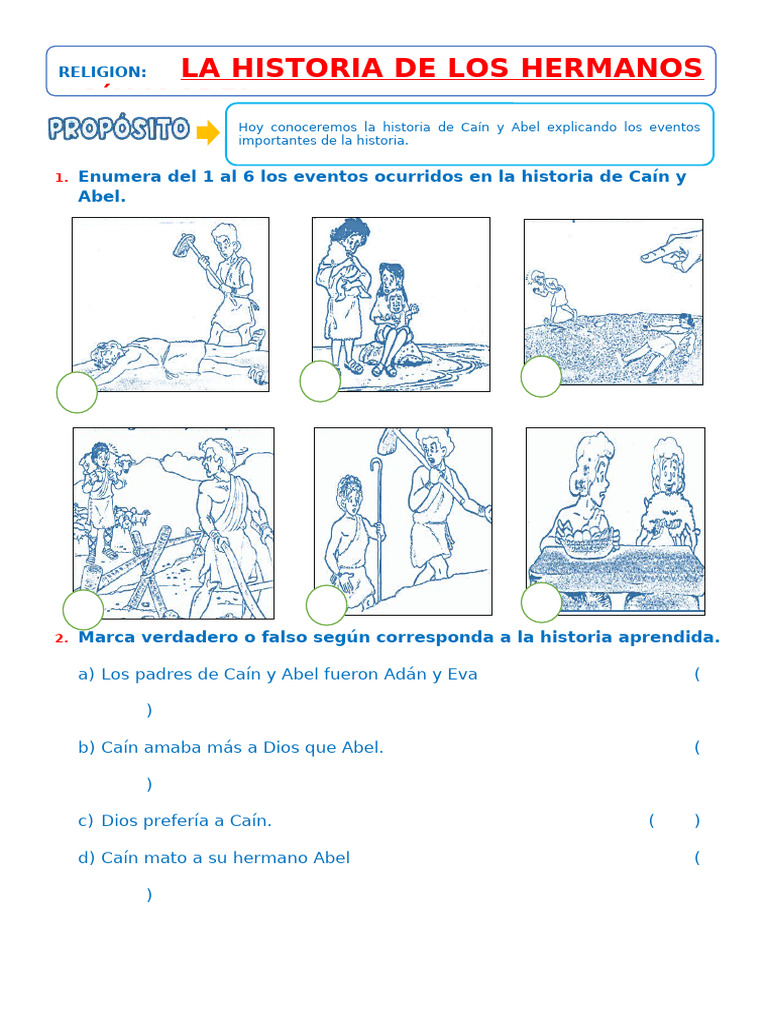 U2 S4 Ficha D2 Los Hermanos Religión Cain y Abel | PDF