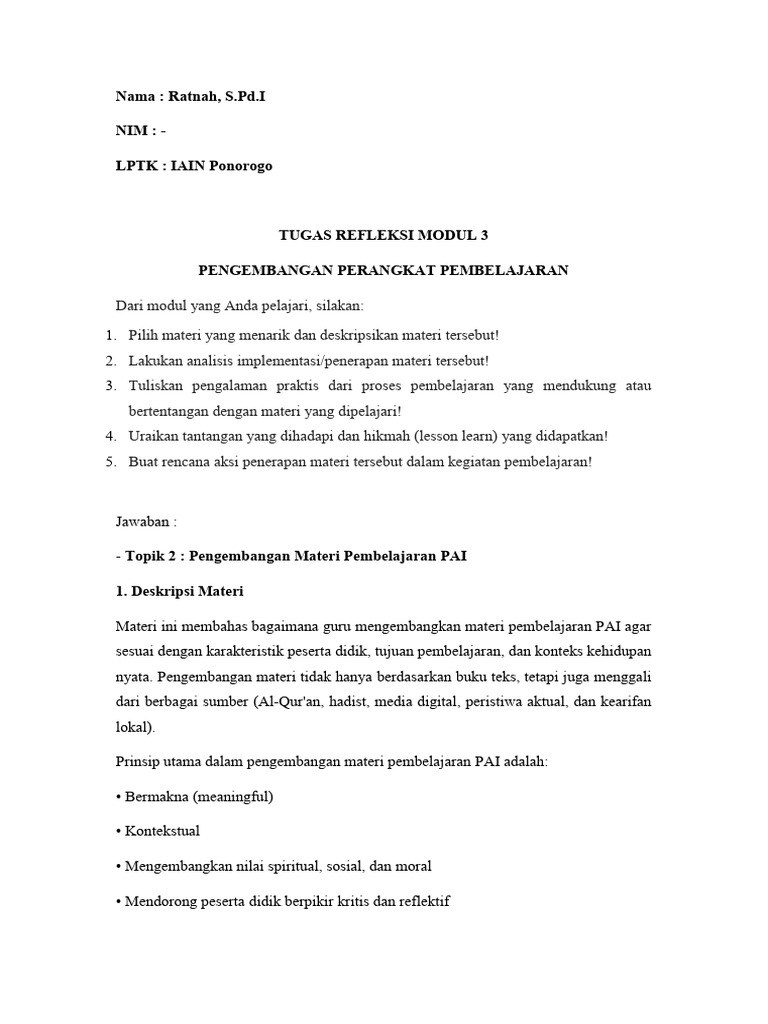 Tugas Refleksi Modul 3 PPP | PDF