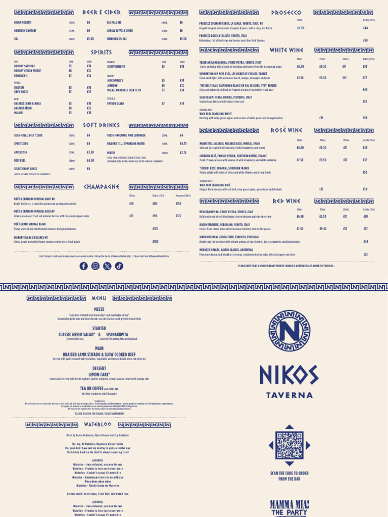 Nikos Taverna Menu Nov 24 | PDF | Lemonade | Soft Drink