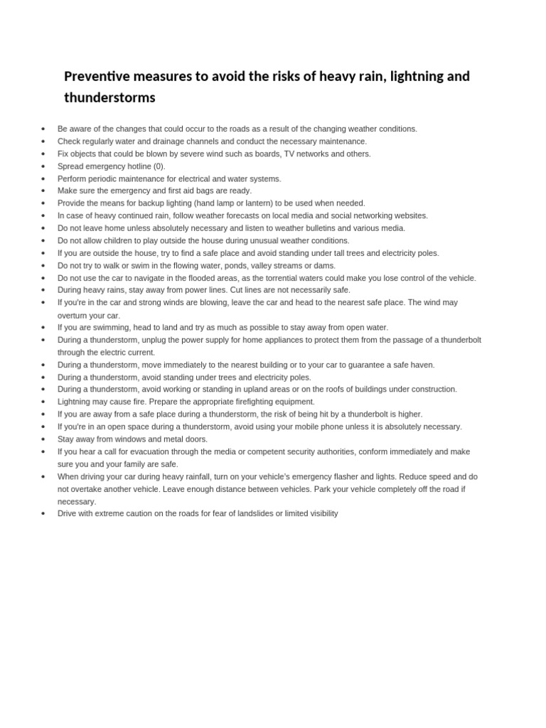 Safety Tips for Severe Weather Conditions | PDF | Thunderstorm | Rain