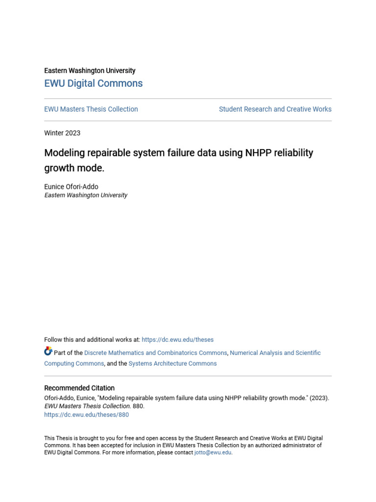Modeling Repairable System Failure Data Using NHPP Reliability Growth Mode | PDF | Reliability ...