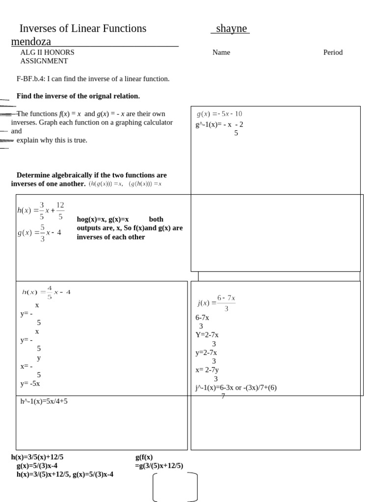 Inverses of Linear Functions Explained | PDF | Function (Mathematics ...