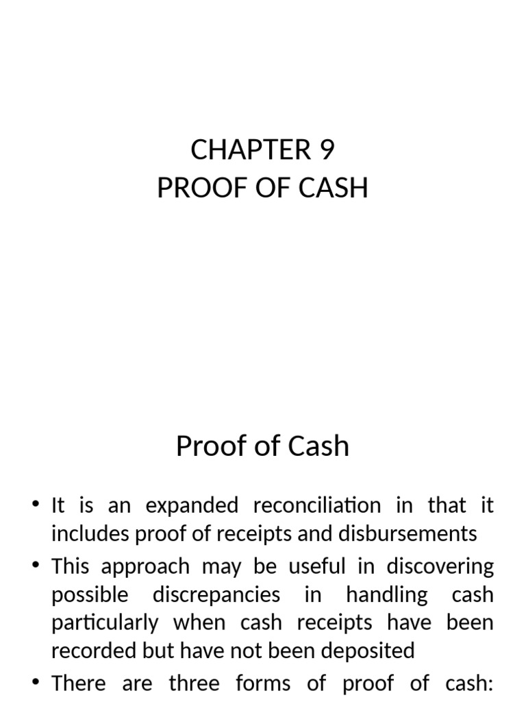 CHP 9 Proof of Cash | PDF | Banks | Debits And Credits