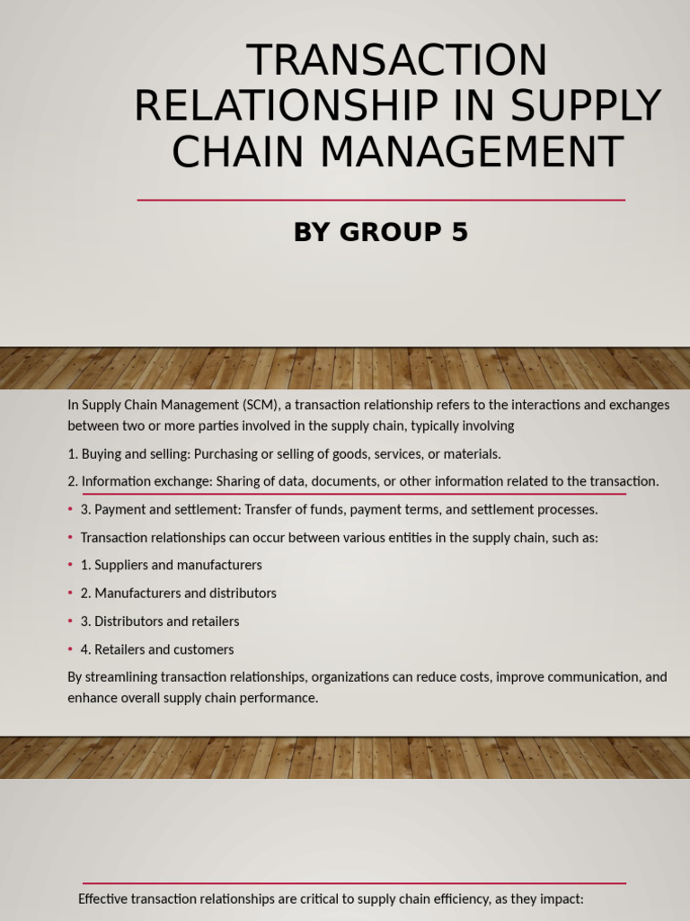 Transaction Relationship in Supply Chain Management: by Group 5 | PDF ...