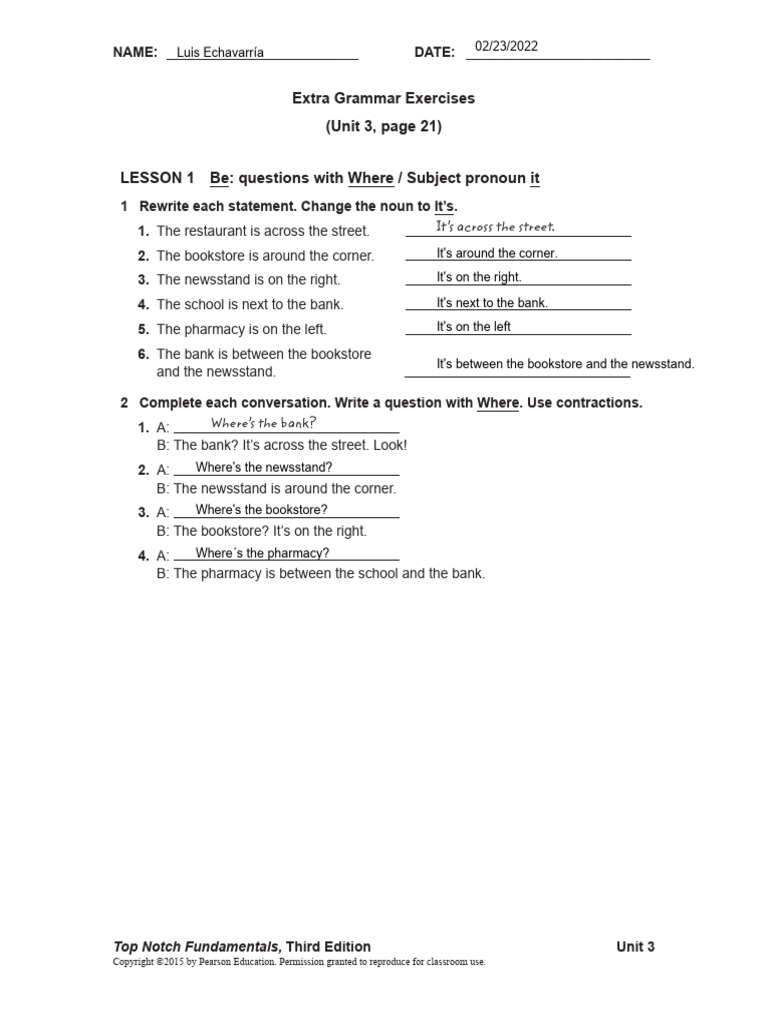 UNIT 03 Extra Grammar Exercises | PDF | Language Mechanics | Linguistics