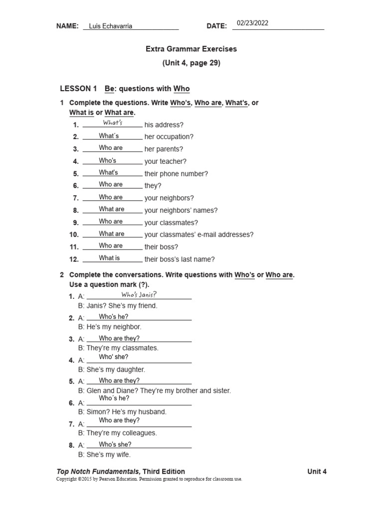 UNIT 04 Extra Grammar Exercises | PDF | Language Mechanics | Linguistic Morphology
