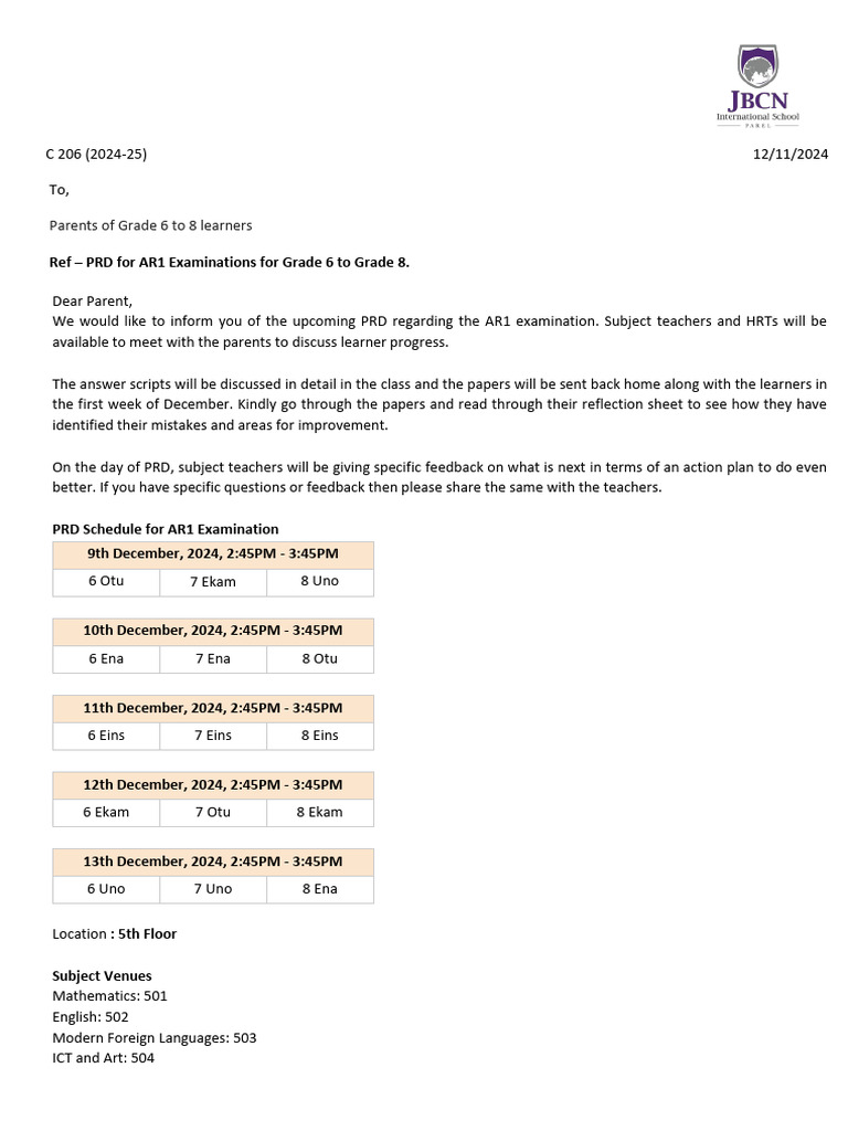 Parents of Grade 6 To 8 Learners | PDF