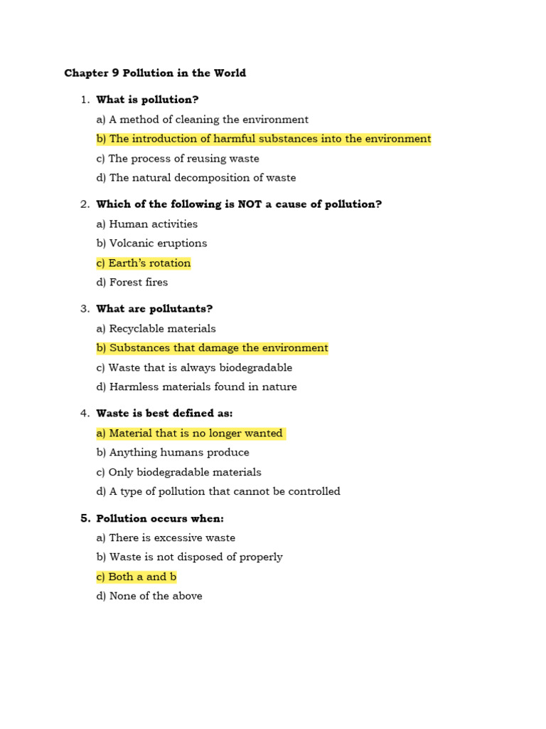 Chapter 9 Pollution in The World | PDF | Pollution | Waste
