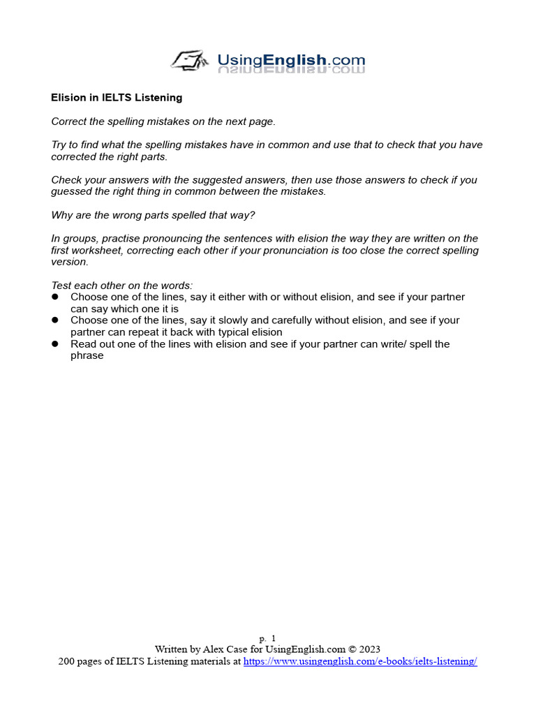 Elision in Ielts Listening | PDF | Linguistics