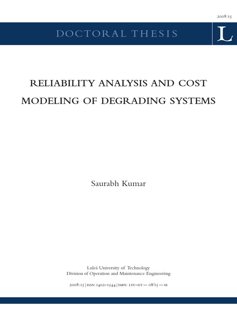Reliability Analysis and Cost Modeling of Degrading Systems | PDF | Reliability Engineering | System