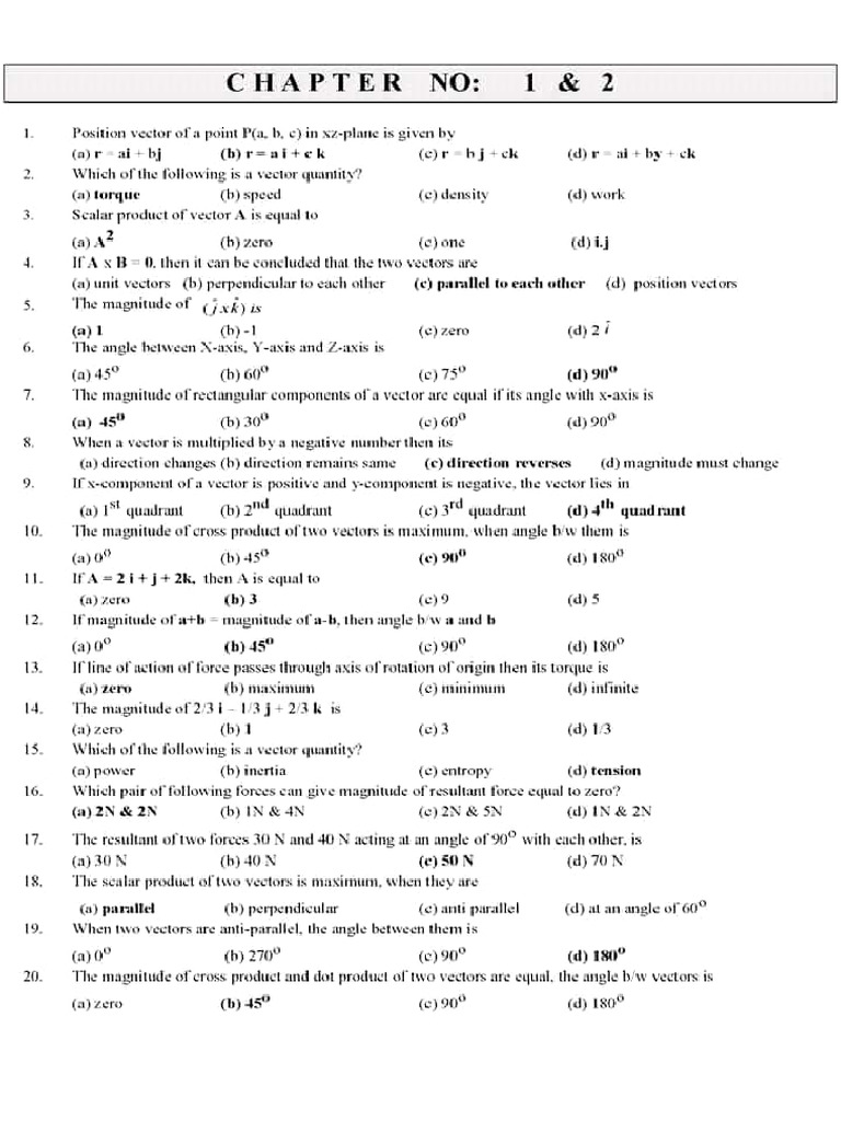 1st Year Physics Imp. MCQS, Short & Long Questions | PDF