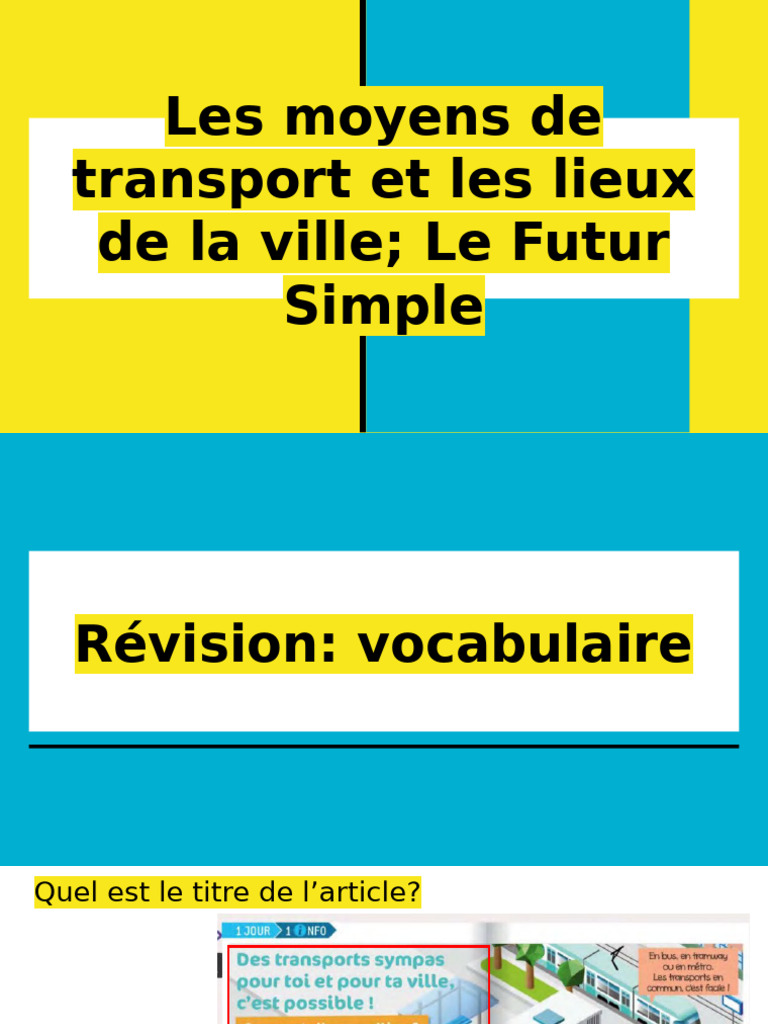 Transport et lieux en ville | PDF
