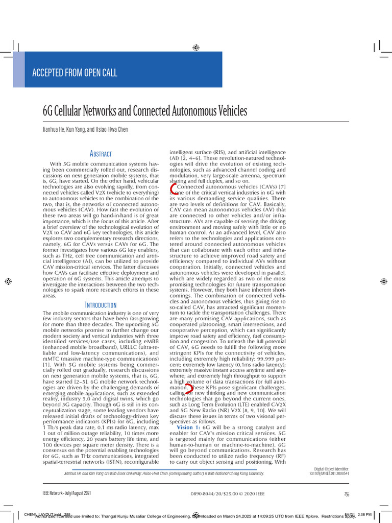 6G Innovations for Connected Autonomous Vehicles | PDF | Computer ...