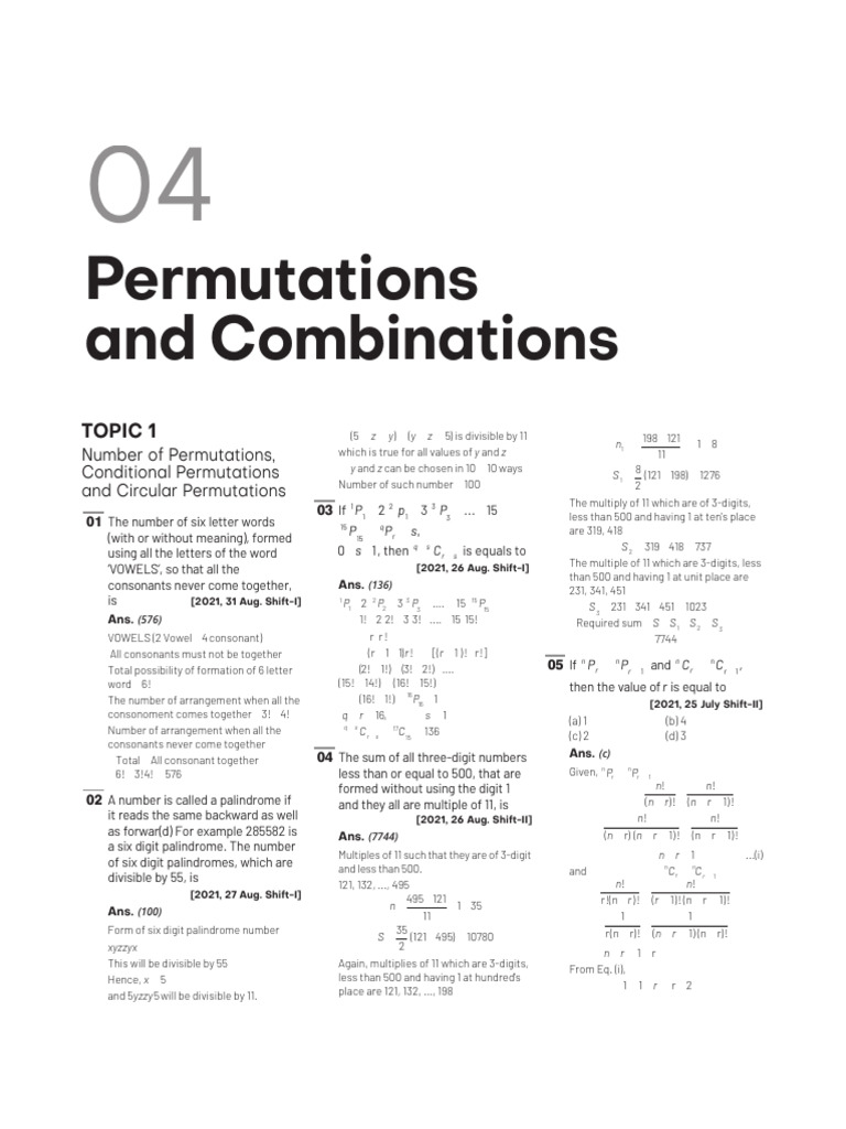 Permutations and Combinations | PDF | Permutation | Discrete Mathematics