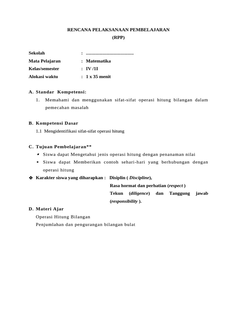 Contoh RPP | PDF