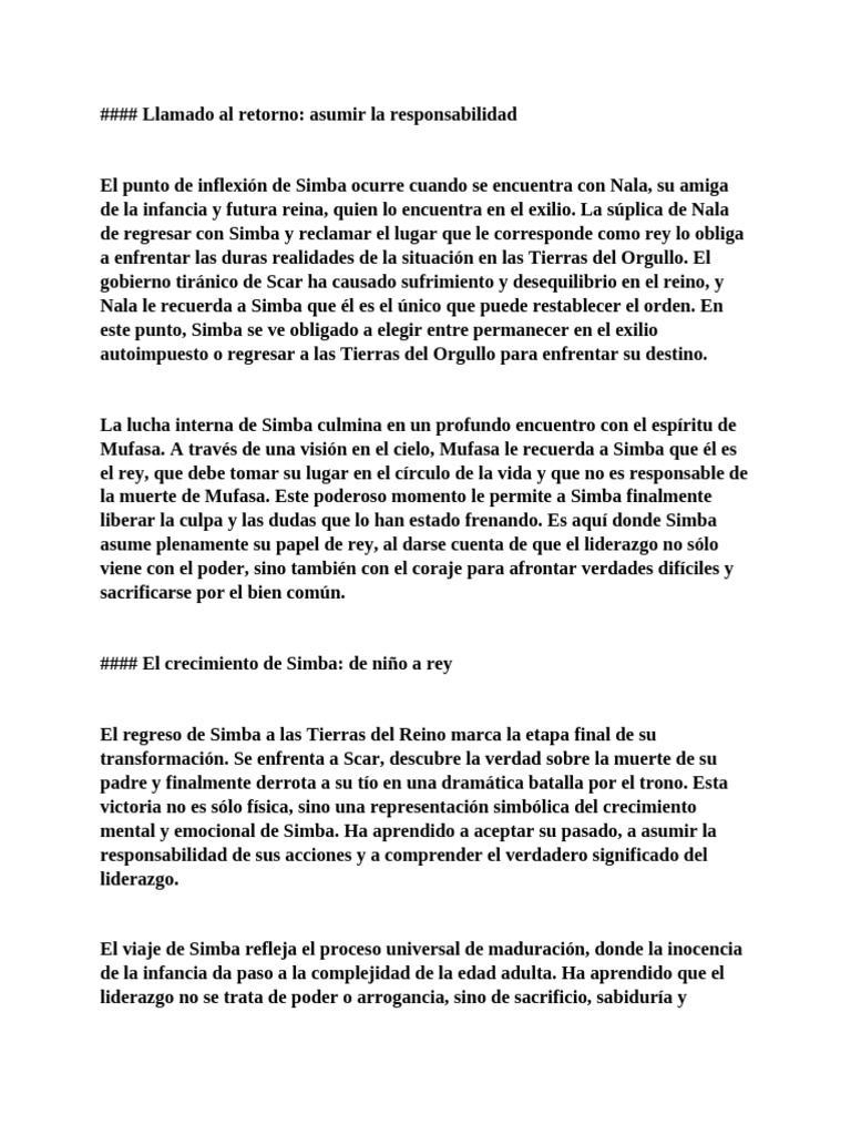 Un Ensayo Sobre Simba 2 | PDF