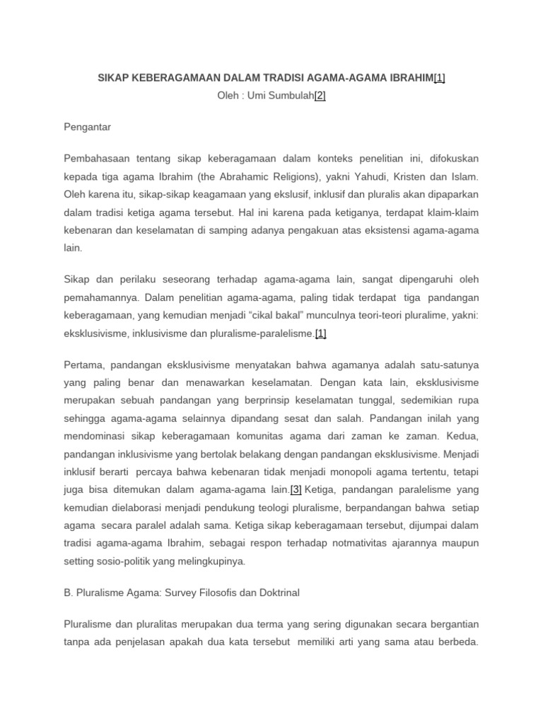 Sikap Keberagamaan dalam Agama Ibrahim | PDF