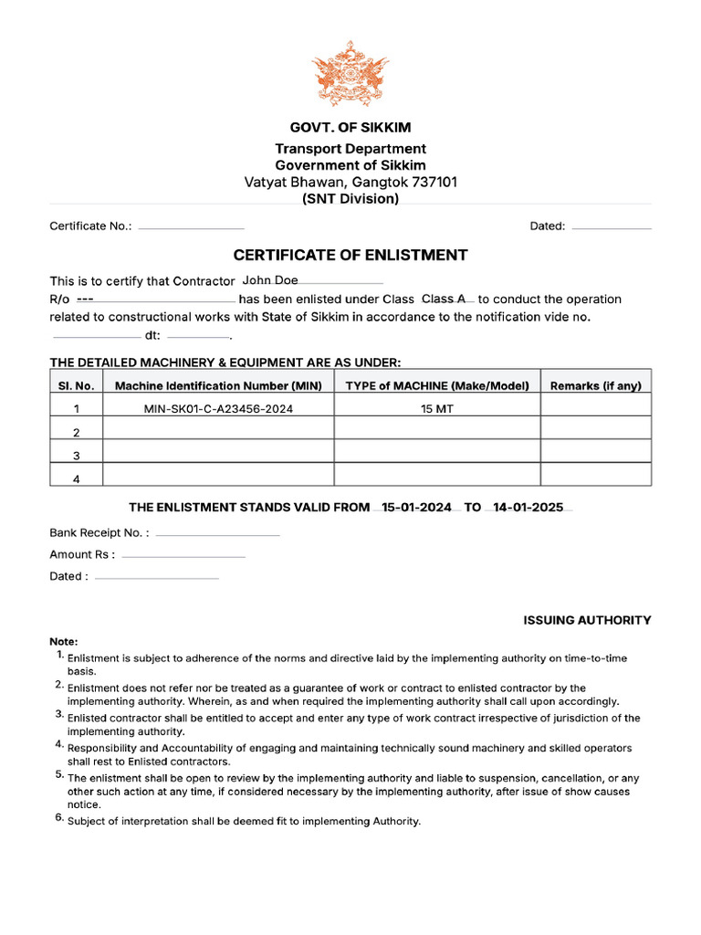 Enlistment Certificate | PDF