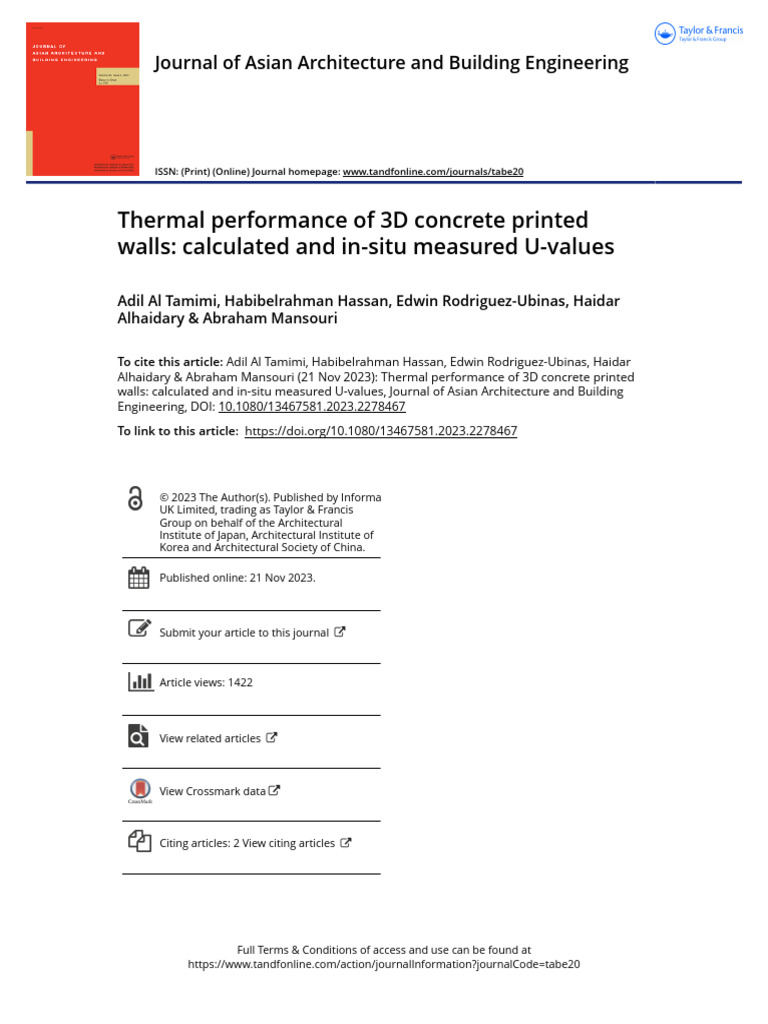 Thermal Performance of 3D Concrete Printed Walls Calculated and In-Situ ...
