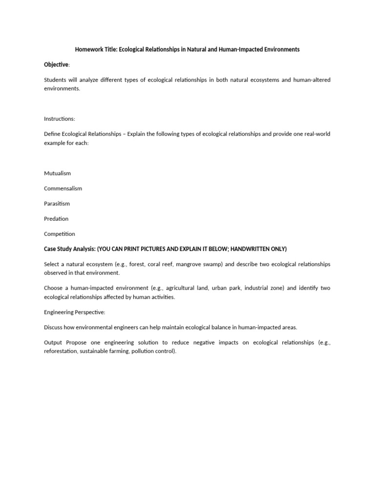 ECOLOGY-HOMEWORK | PDF