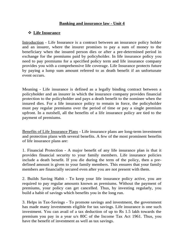 Banking and Insurance Law | PDF | Life Insurance | Insurance