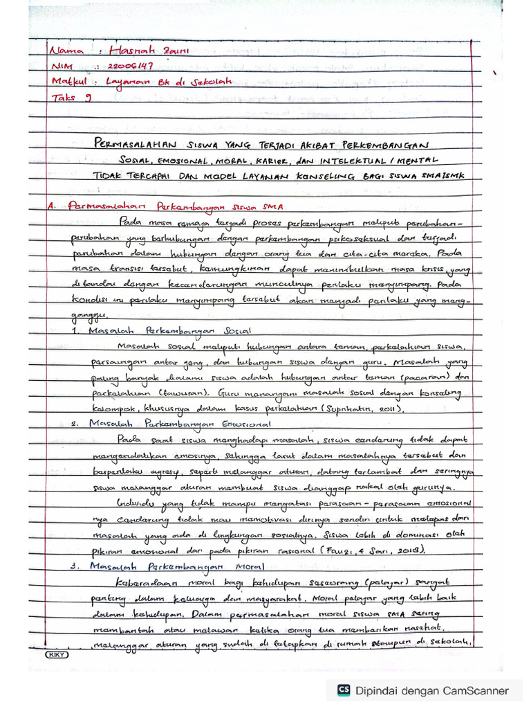 Taks 9 Layanan BK Di Sekolah (Hasnah Zaini - 22006147) | PDF