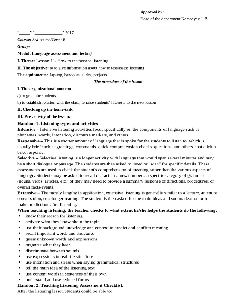 Assessing Listening Skills in Education | PDF | Reading Comprehension ...