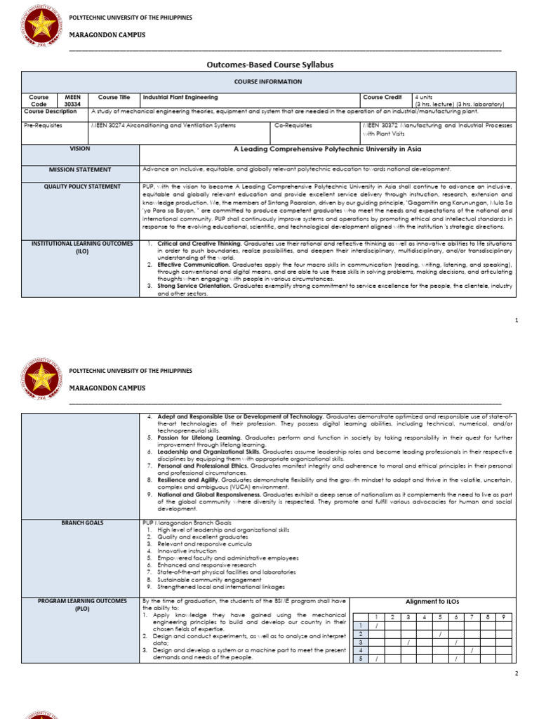 Industrial Plant Engineering Syllabus | PDF | Engineering | Pump