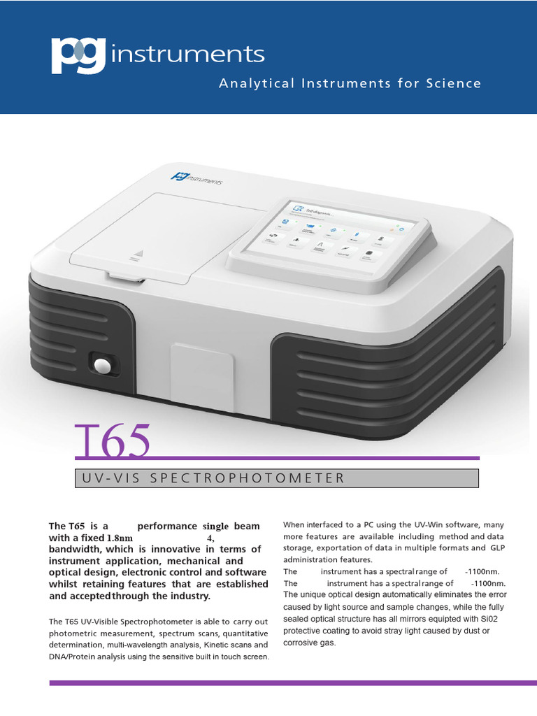 T65 Spectrophotometer Brochure Lo Reolution | PDF | Spectrophotometry ...