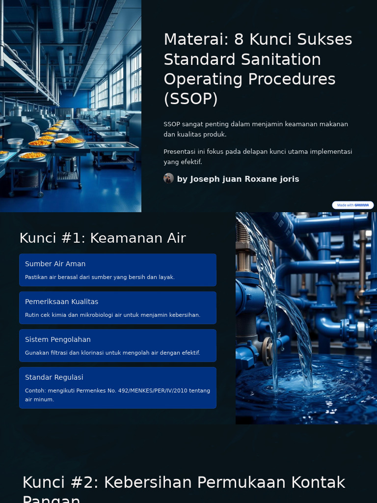 Materai 8 Kunci Sukses Standard Sanitation Operating Procedures SSOP | PDF
