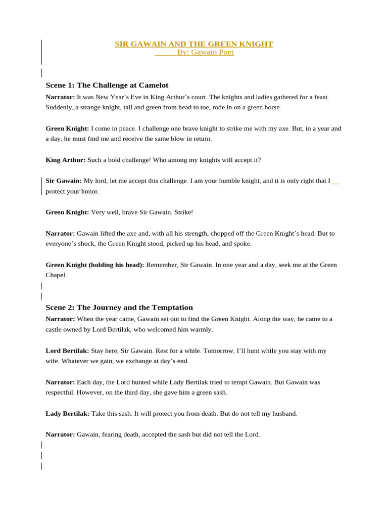 SIR GAWAIN AND THE GREEN KNIGHT Script | PDF | Green Knight | Chivalry