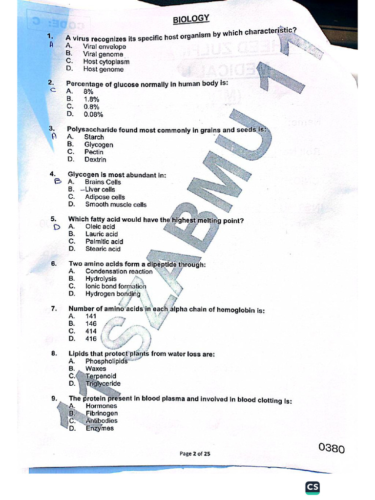 SZABMU MDCAT Reconduct 2024 | PDF