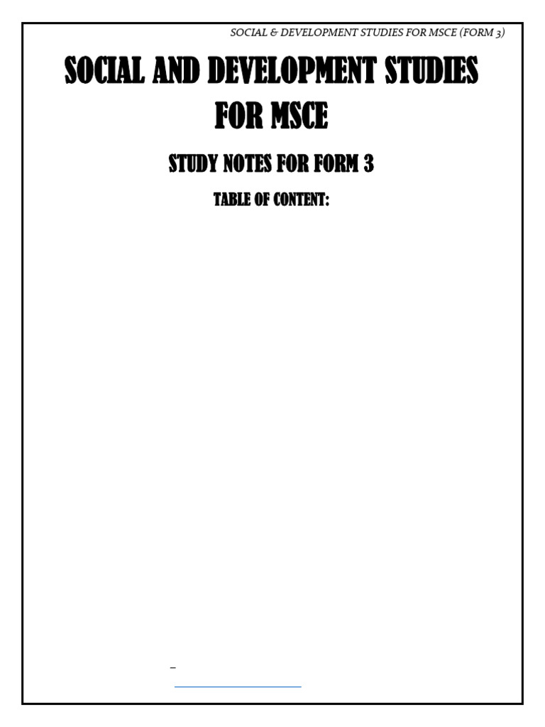 Form 3 Soc. & Dev. Studies (New Syllabus) | PDF | Taxes