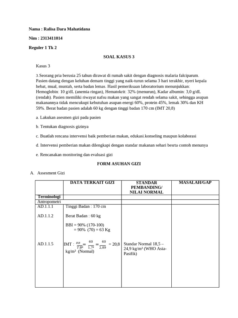 NCP - K3 - Ralisa - Malaria - Falciparum Rev Fiks | PDF