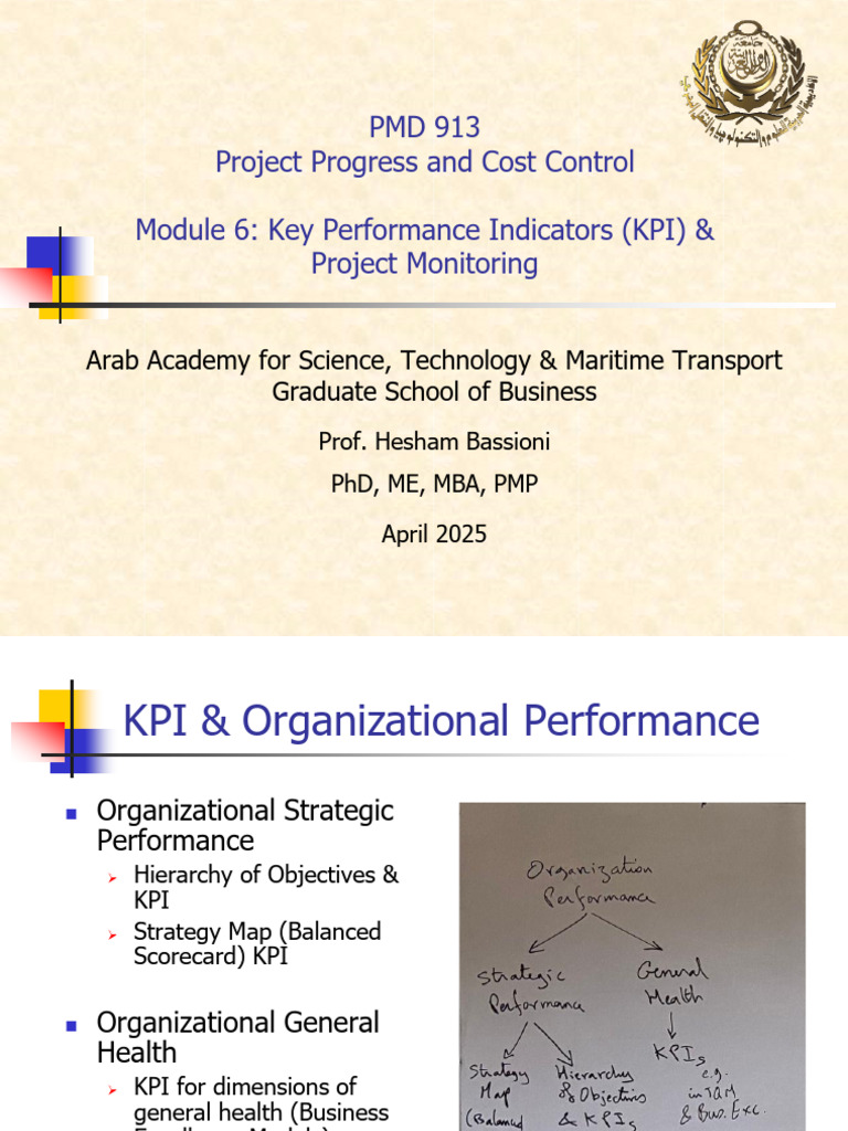 PMD 913 - Module 6 - KPI & Project Monitoring Apr25 R0 | PDF ...