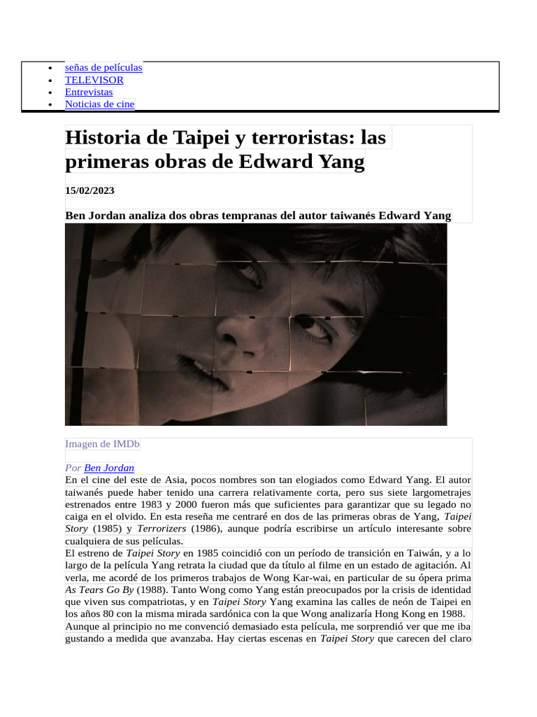 Análisis de Taipei Story y Terrorizers | PDF | Taiwán