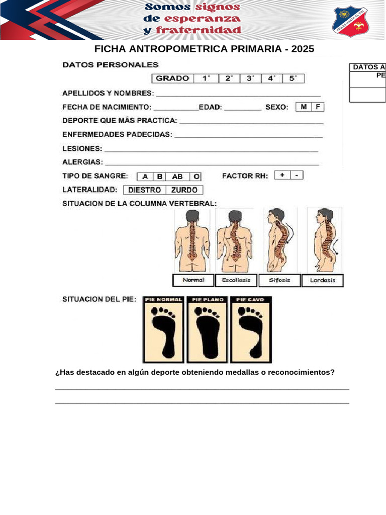 Ficha Antropometrica Primaria - 2025 | PDF