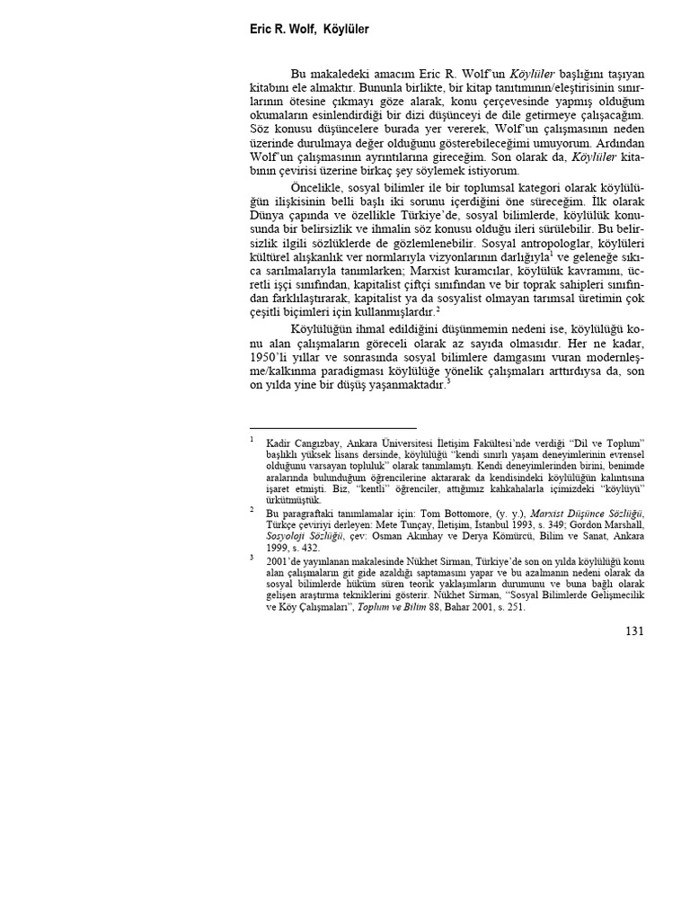 Eric R. Wolf, Köylüler | PDF