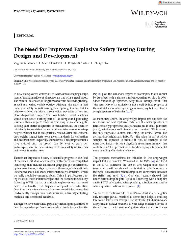 Propellants Explo Pyrotec - 2025 - Manner - The Need for Improved ...