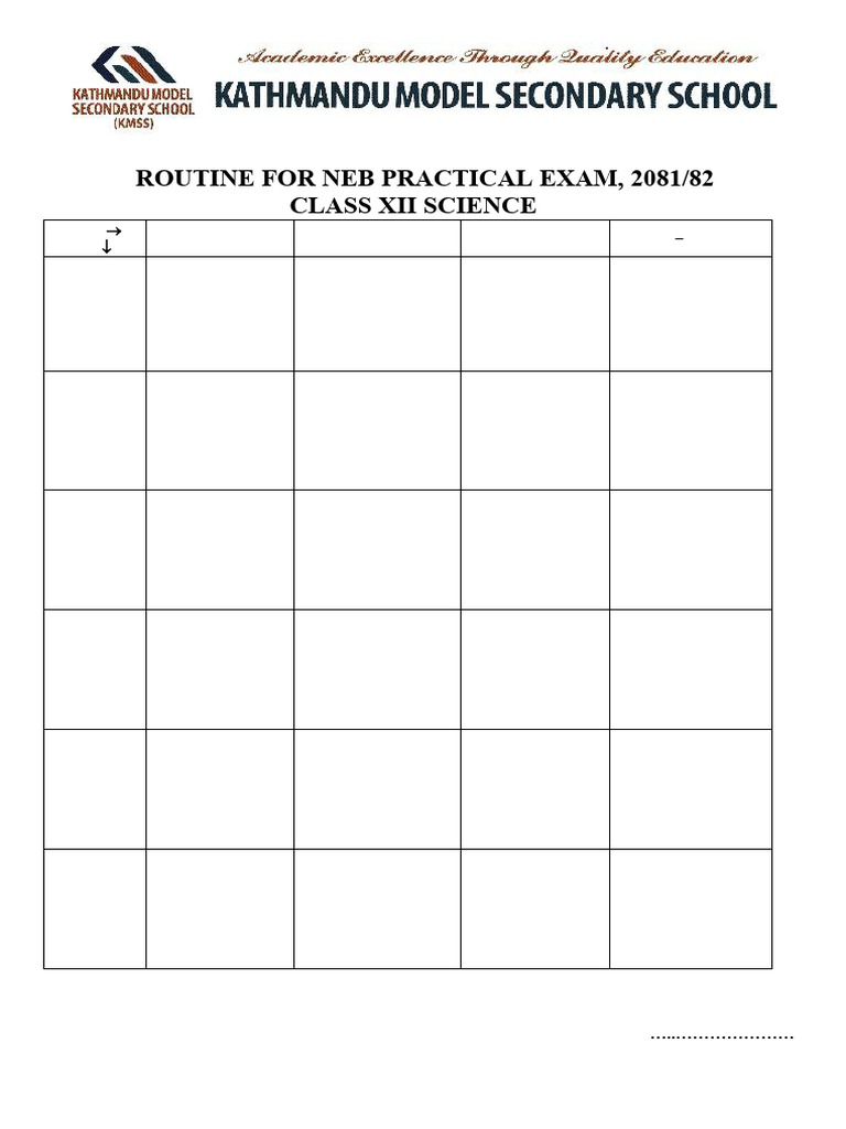NEB Class XII Practical Exam Schedule | PDF