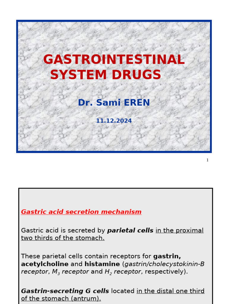Gastrointestinal System Drugs Overview | PDF | Drugs | Pharmacology