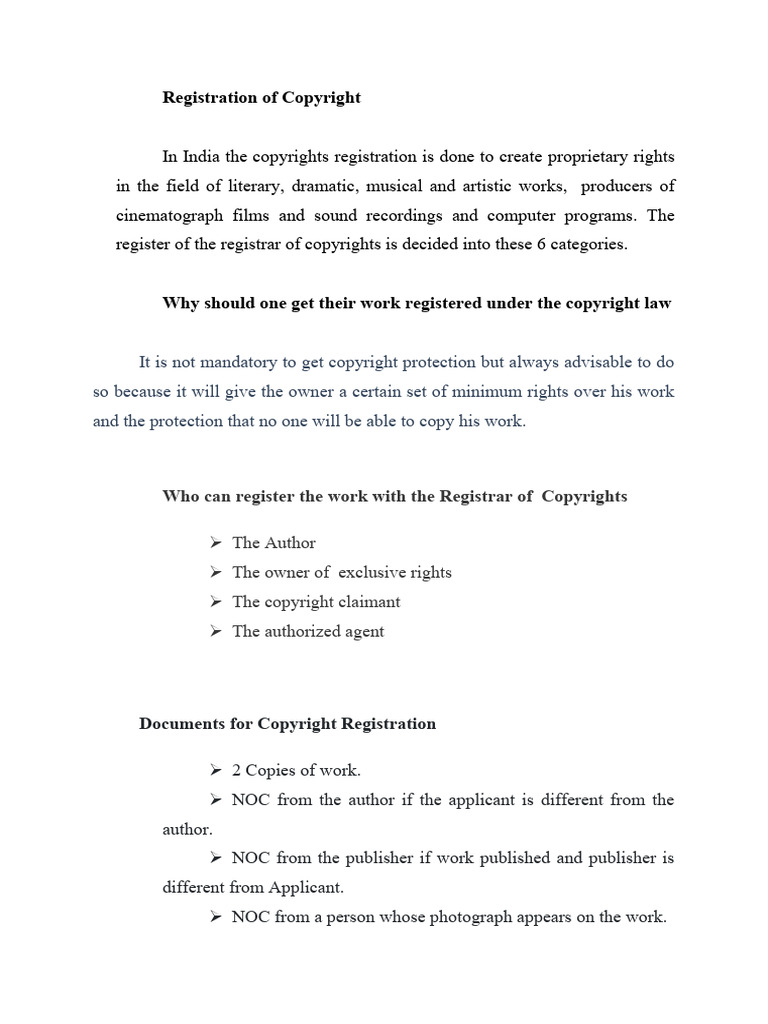 Copyright Registration Process in India | PDF | Copyright Infringement ...