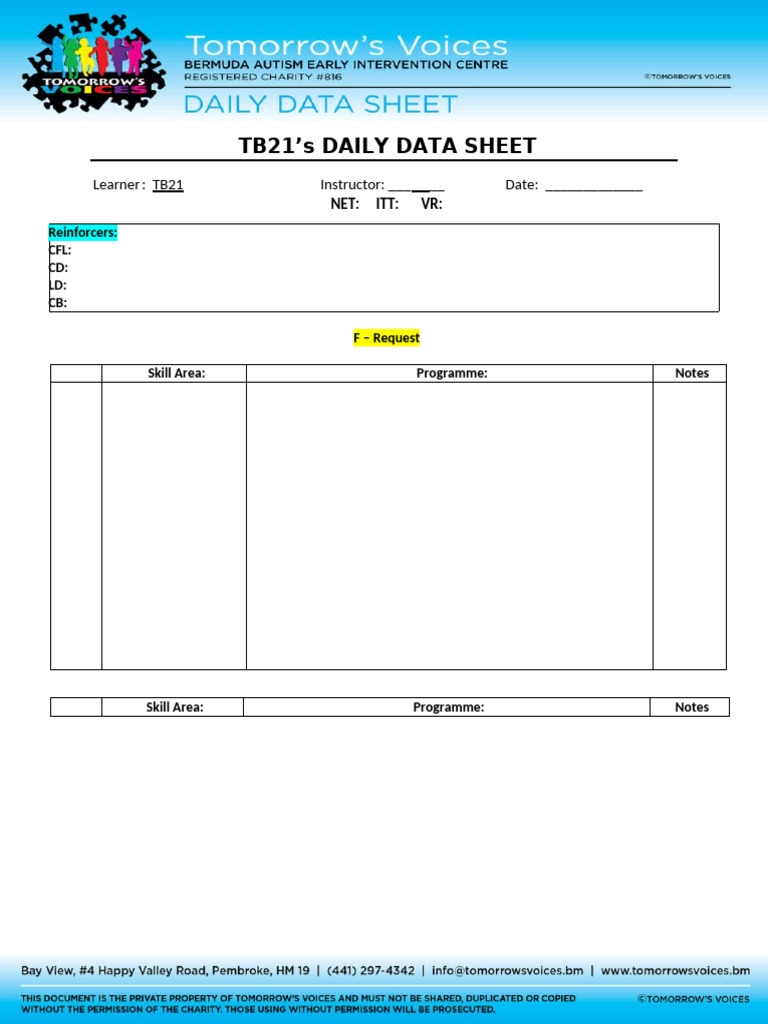 TB21 Daily Data Sheet | PDF